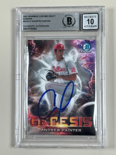 Andrew Painter Signed 2021 Bowman Chrome Draft Genesis #GNS-12 BGS 10 ...