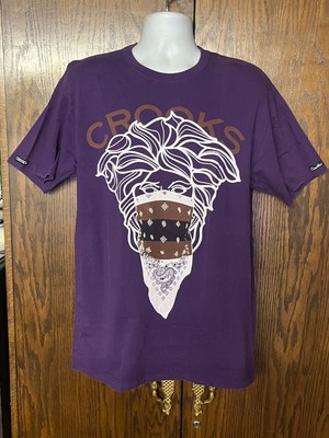 crooks and castles t shirt mens size large purple short sleeve crew ...