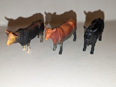 Lot of 3 Black & Brown Cow Figures - New-Ray & ? - 3.25" Angus ++ | eBay