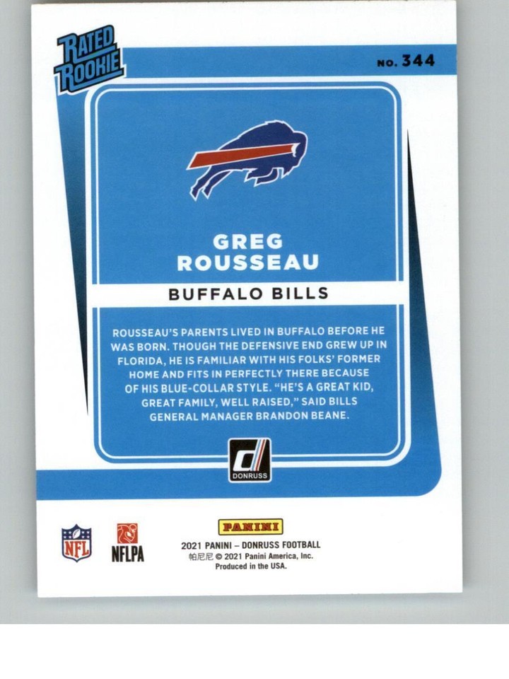 2021 Donruss Greg Rousseau 344 RR,RC Buffalo Bills | eBay