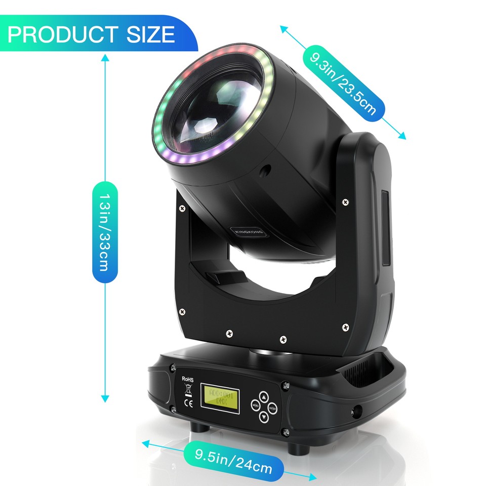 2Pcs 200W Moving Head DJ Lights with Flight Case 8Prisms 15Gobos ...