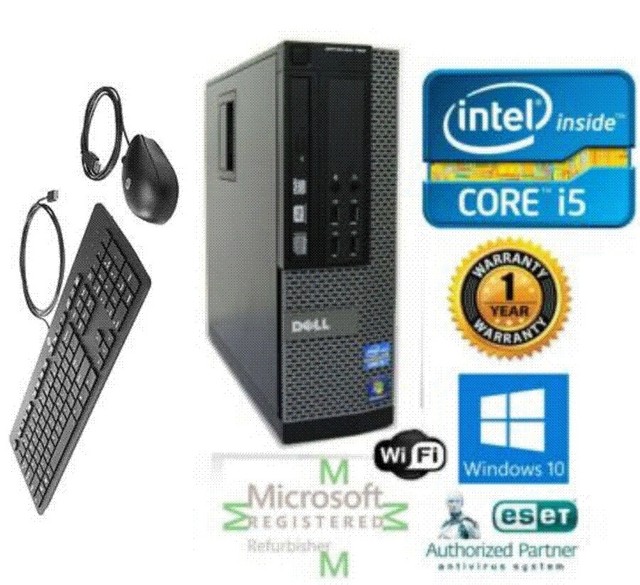 Dell Desktop Computer Intel Core i5 Windows 10 pro 64 480gb SSD 16gb ...