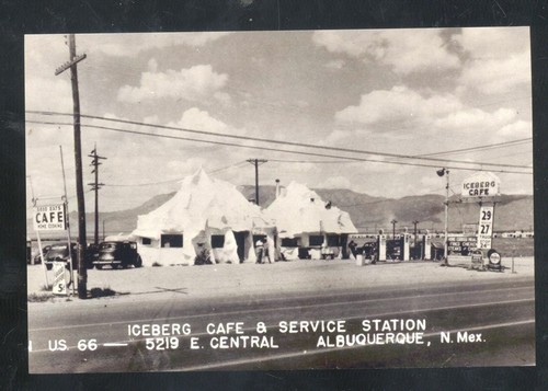 REAL PHOTO ALBUQUERQUE NEW MEXICO NM ICEBERG CAFÉ GAS STATION POSTCARD ...
