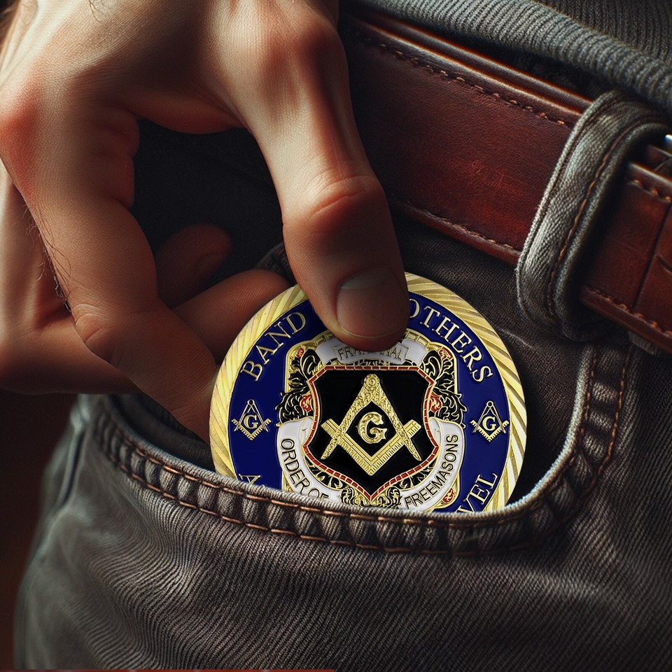 Masonic Freemason Band of Brothers Coin – Double Sided Gold Blue ...