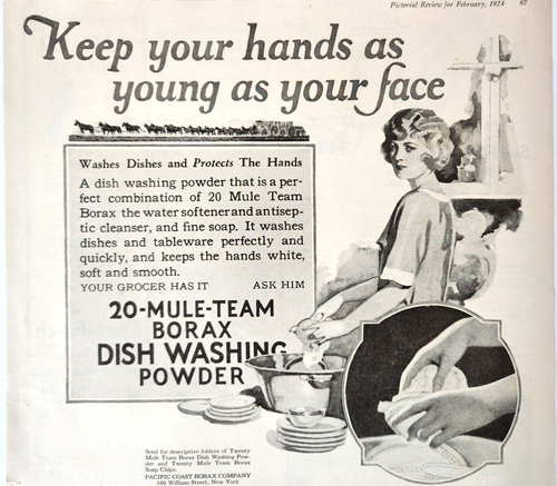 Mule Team Borax Soap Chips Dish Washing Powder Vintage 1924 Ad Beauty ...