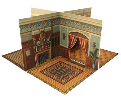 Antique Repro Paper Dollhouse 4 Room 12 Page Victorian Book Miniature ...
