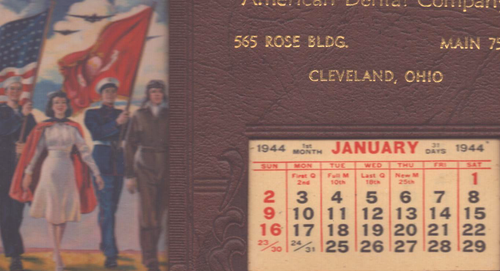 Desk Calendar - 1944 - Military Theme - Unused - w/original Holiday ...