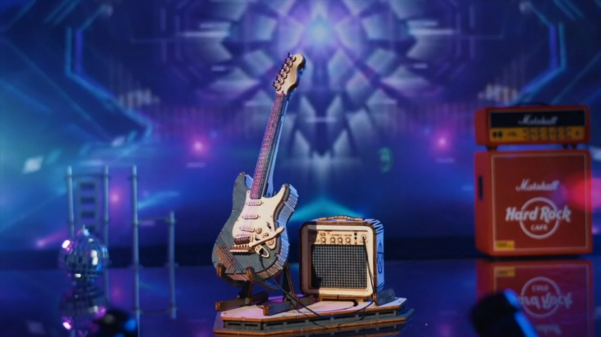 ROKR 3D Wooden Puzzle Electric Guitar Model Kit Puzzle Toy Decor for ...