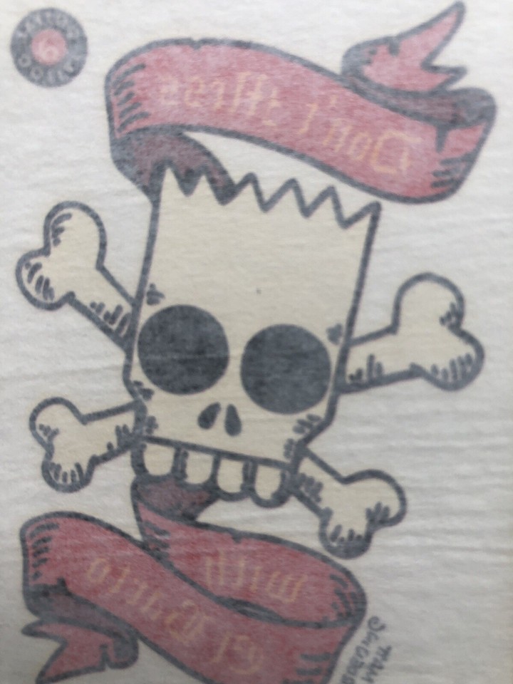 The Simpsons 1993 Bongo Bart Simpson Skull Cross Bones Tattoo #6 TV ...