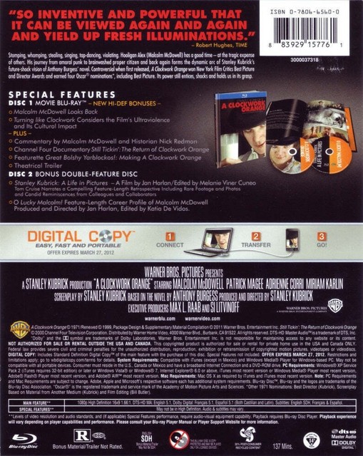 A Clockwork Orange [40th Anniversary Edition] [DigiBook] (DVD/Blu-ray, 1971) for sale online | eBay