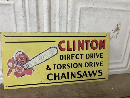 Vintage Clinton Stihl Chainsaw advertising Sign Service Parts Lawn ...