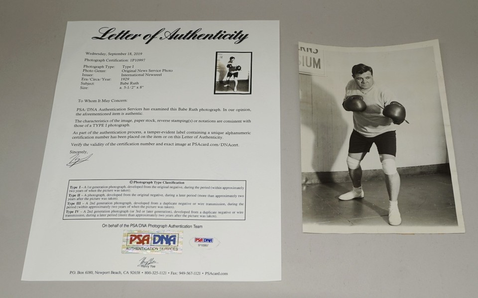 FINE 1929 BABE RUTH YANKEES BOXING WINTER TRAINING TYPE I BASEBALL ...