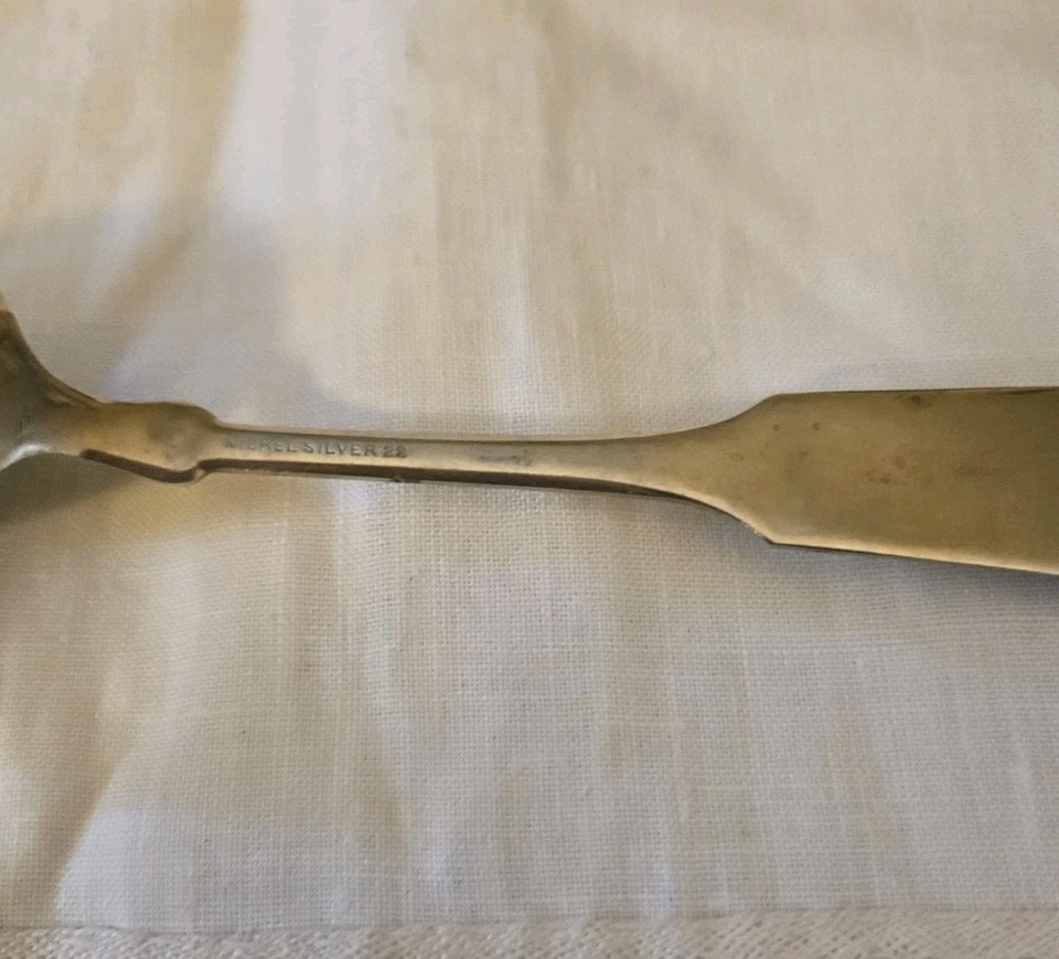Lot of 11 Antique Fiddle Silver Nickel Tablespoons | eBay