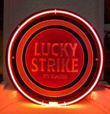 12"x12" Lucky Strike 3D Carved Neon Sign Beer Man Cave Light Lamp Bar ...