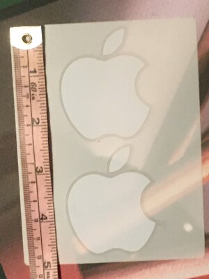 NEW White Apple Logo Sticker Decal - Genuine OEM - 2 Stickers -Large 2. ...