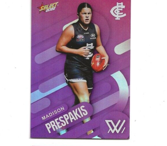 2022 AFLW SELECT FOOTY STARS PURPLE PARALLEL CARLTON MADISON PRESPAKIS ...