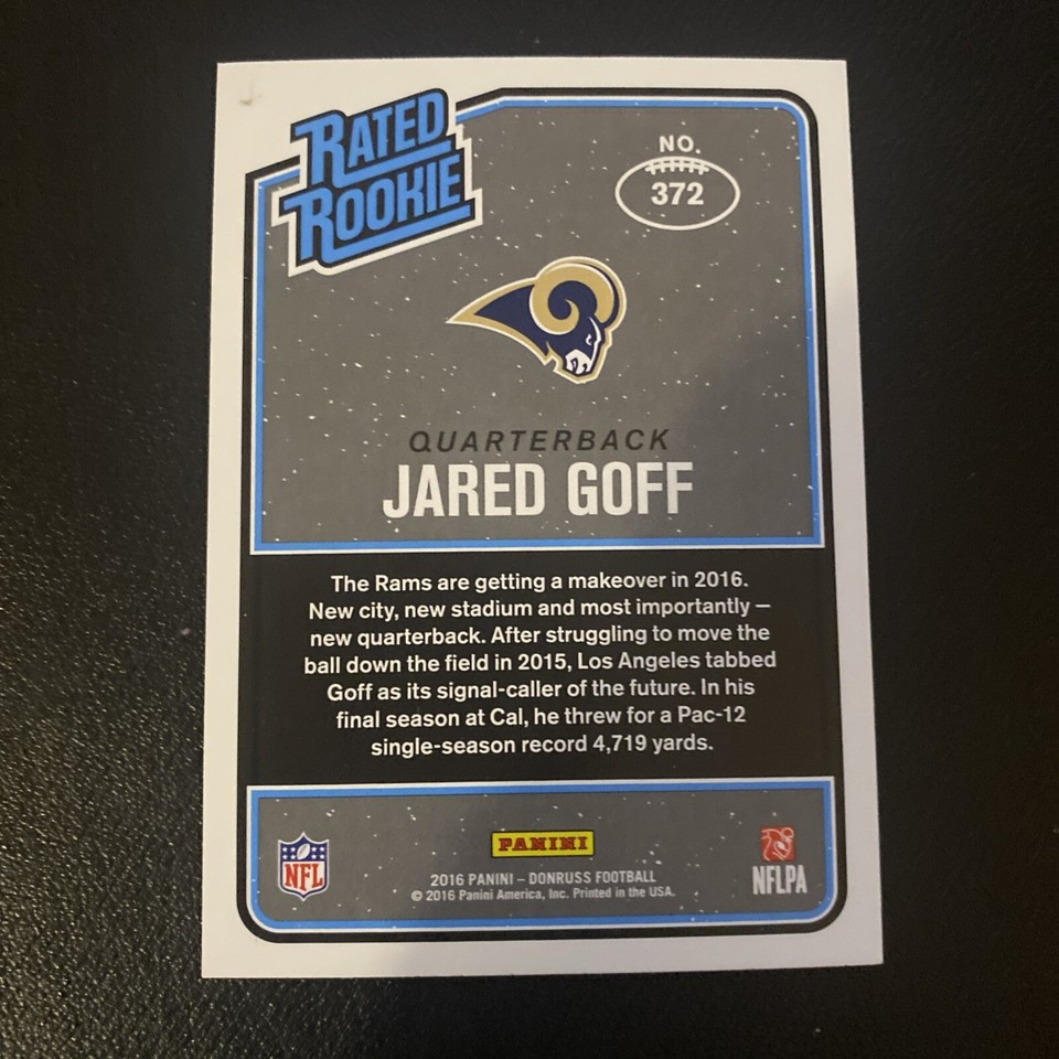 2016 Donruss Jared Goff Rated Rookie Card #372 | eBay