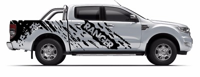 2x Mud Splash 4WD for Ranger word PX Auto Graphic Decal Vinyl Car Body ...