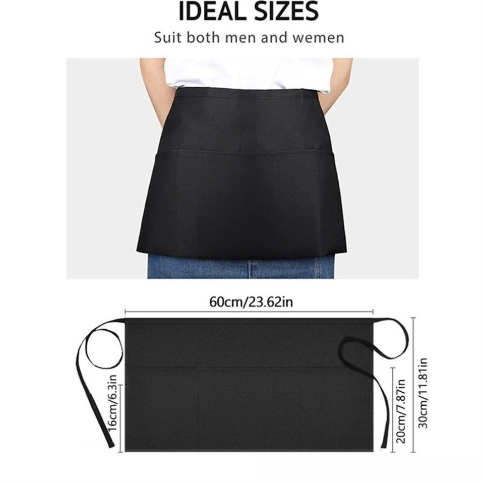 Black Waist Apron Polyester Waiter Work Cloth Waist Barber Cape for ...