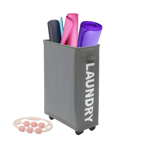 Yoga Mat Storage Box with Wheels, Home Gym Corner Organizer Bin for ...