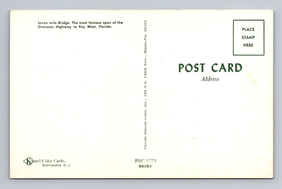 Key West FL-Florida, Seven Mile Bridge Overseas Highway Antique Vintage ...