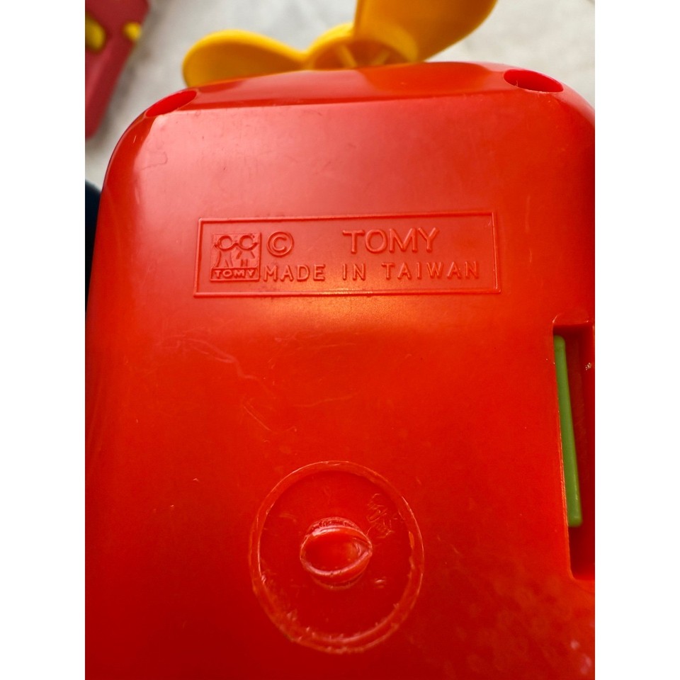 Tomy Push N Go Airplane Toy Vintage Red Yellow Blue Pilot Propeller | eBay