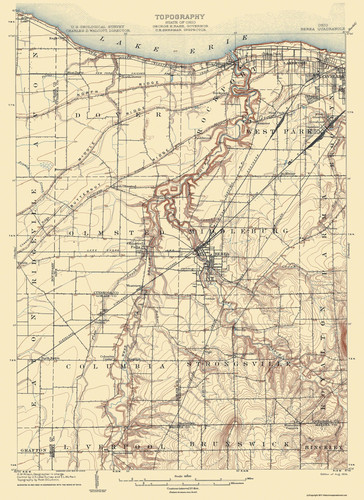 Topographical Map - Berea Ohio Quad - USGS 1904 - Vintage Wall Art | eBay