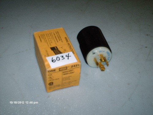 Hubbell Insulgrip Twist-Lock Plug Cat #2421 20A 250VAC 3 Pole 4 Wire ...