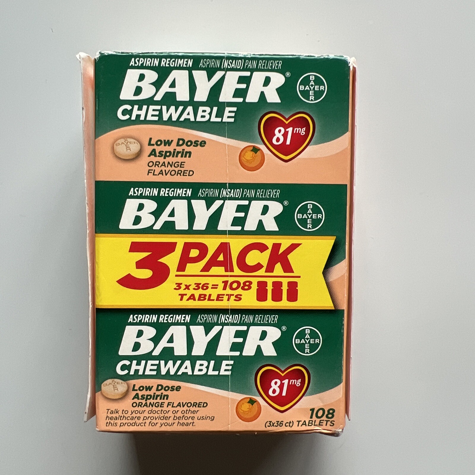 Bayer+Low+Dose+Baby+Asprin+Aspirin+81+MG+108+Orange+Chewable+Tablets+3 ...