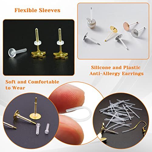 Silicone and Plastic Anti-Allergy Earrings Sleeves Piercing Protectors ...