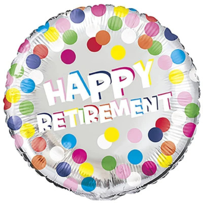 Happy Retirement Round Foil Balloon 45cm (18") Colourful Dots Party ...