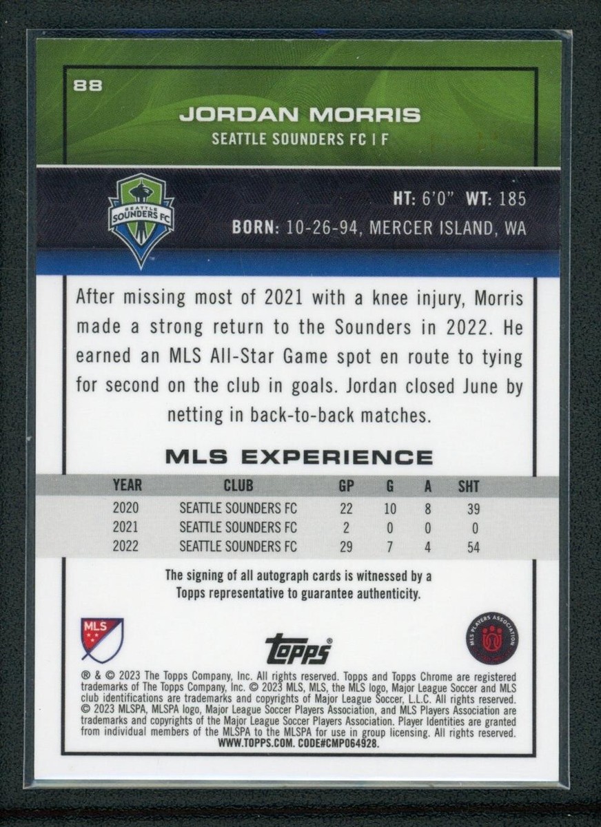 2023 JORDAN MORRIS 25/99 AUTO TOPPS CHROME SEATTLE SOUNDERS 2023 JORDAN MORRIS 25/99 AUTO TOPPS CHROME SEATTLE SOUNDERS