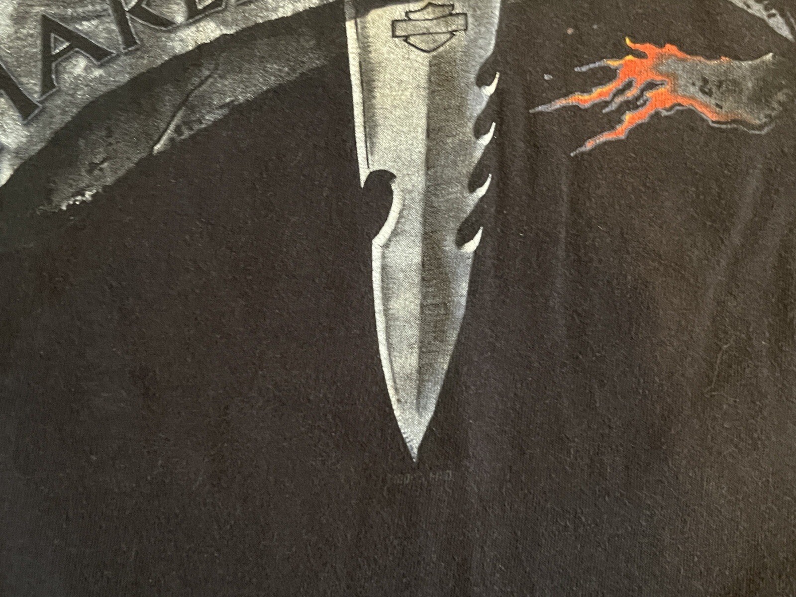 Harley Davidson Dragon Dagger Sword Flame Shirt Adult… - Gem