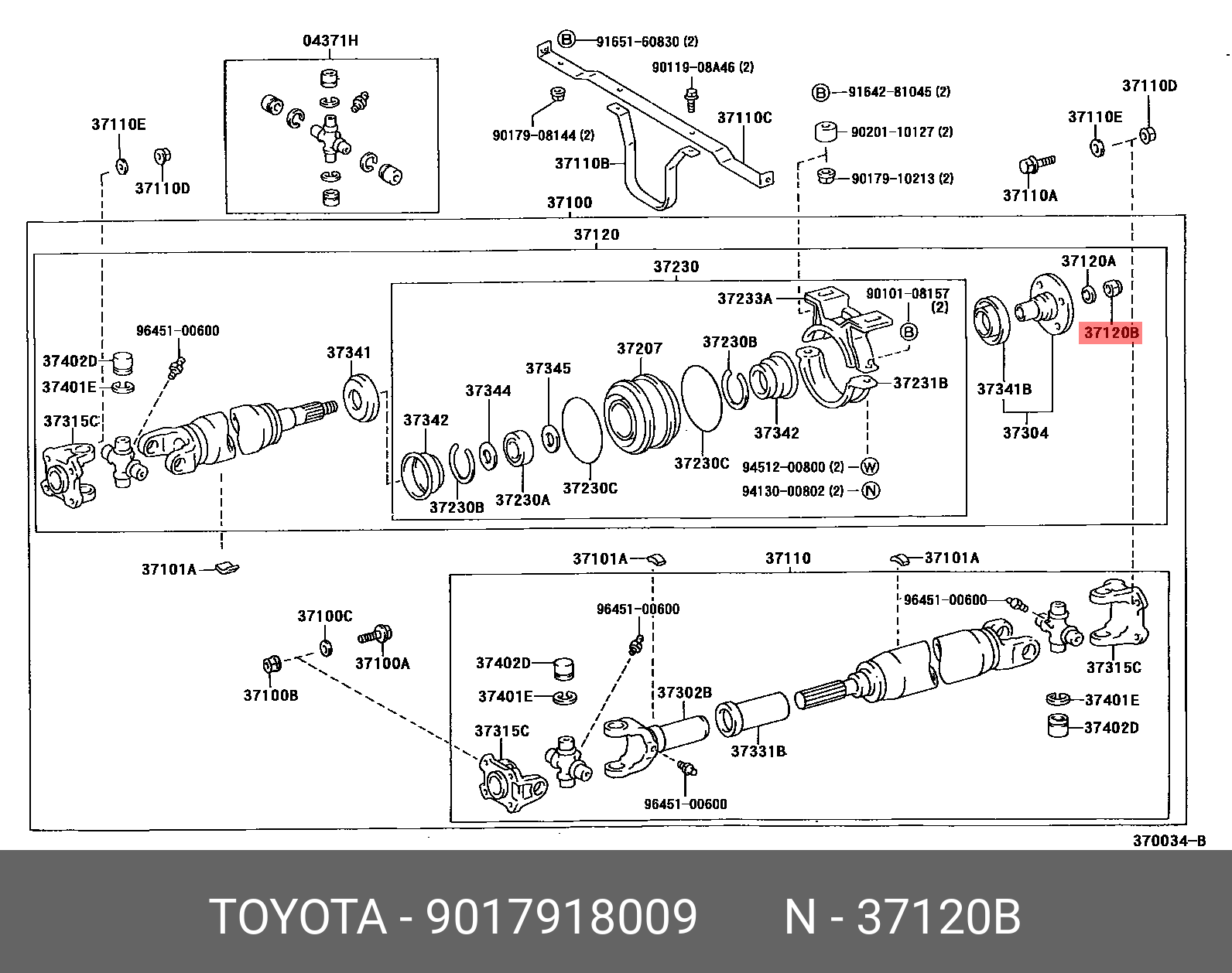 nut for propeller intermediate shaft setting, 9017918009 for TOYOTA ...