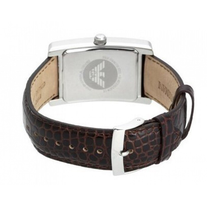 EMPORIO ARMANI MENS WATCH CLASSIC BROWN LEATHER STRAP BEIGE DIAL AR0154 ...