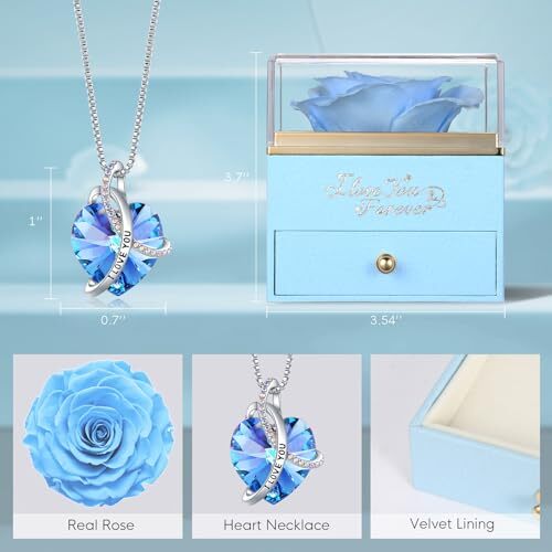 Preserved Flowers Real Light Blue Rose Gifts for Mom Wife A5_light Blue ...