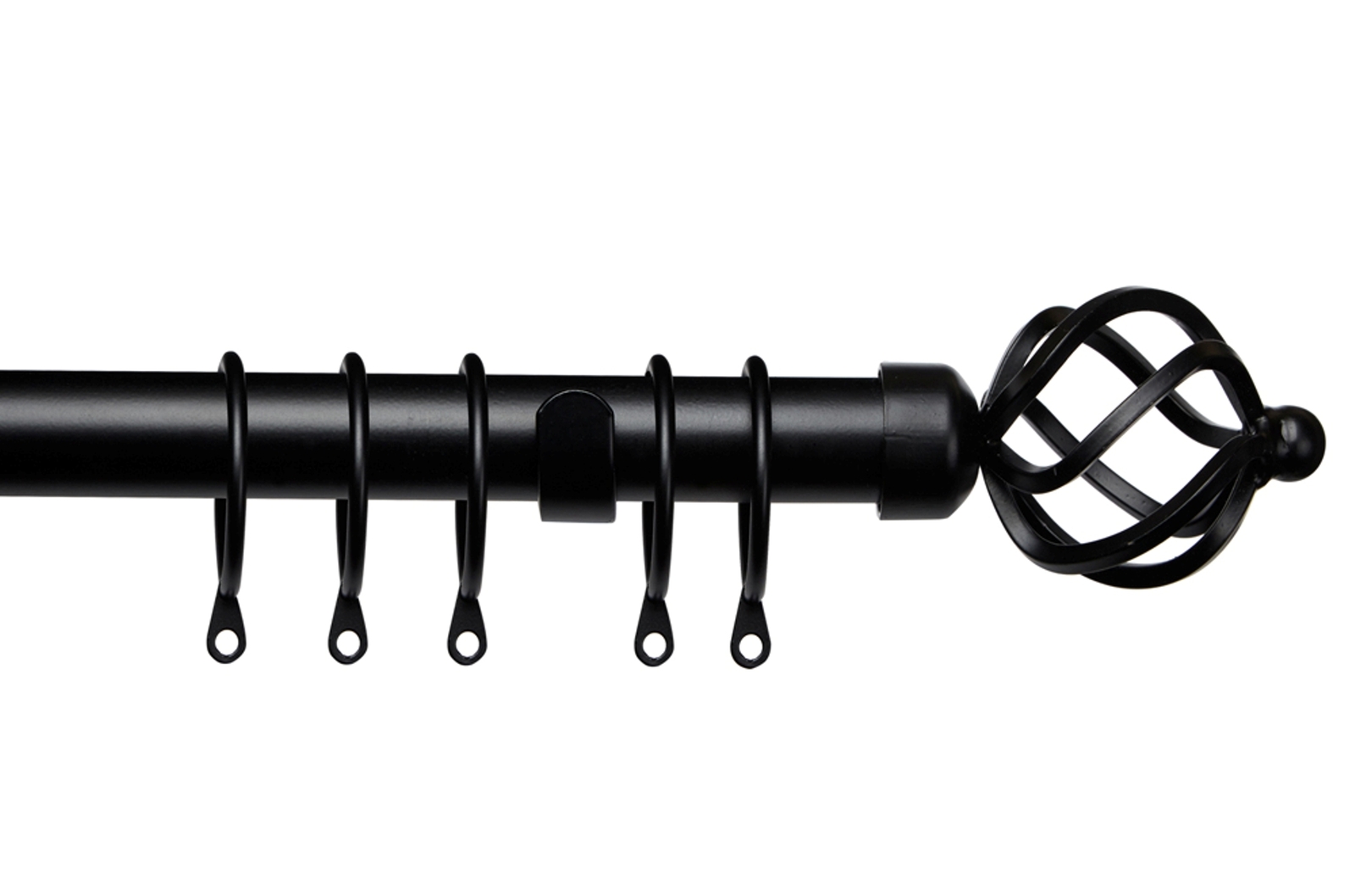 Metal Extendable Curtain Pole, BLACK CAGE, No cutting required 25-28mm ...