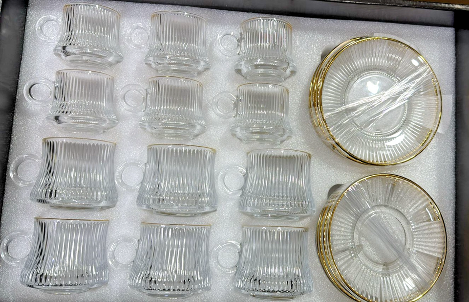 24pcs Turkish Arabic Glass Tea & Kahwa Cup Set With Saucer Gift | eBay UK