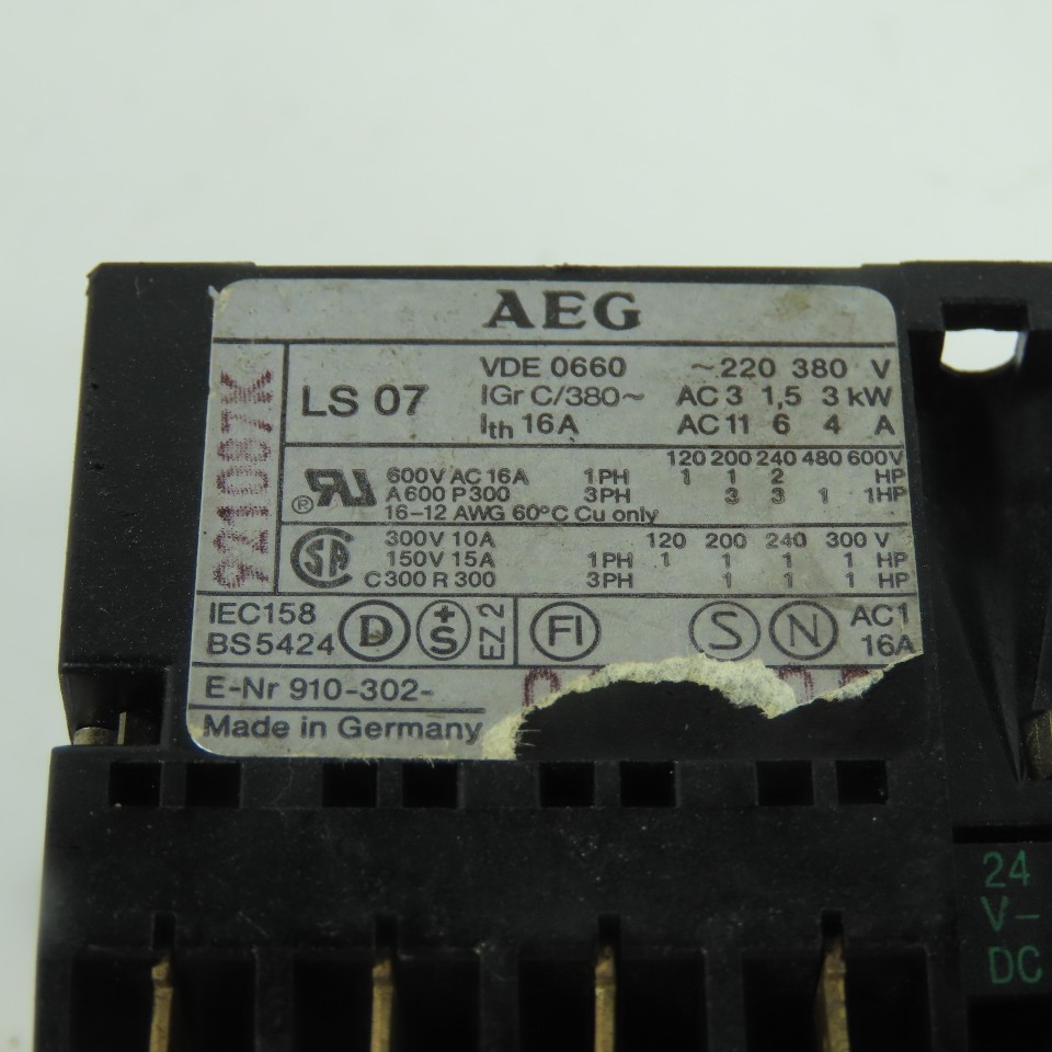 AEG LS 07 Contactor Control Relay 600VAC 16A 24VDC Coil | eBay