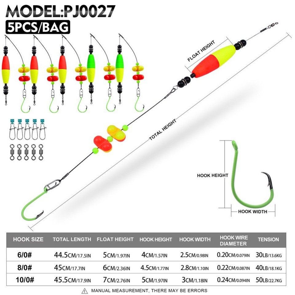 Circle Hook Catfish Rigs Double Rattle Beads EVA Foam Construction Bank ...