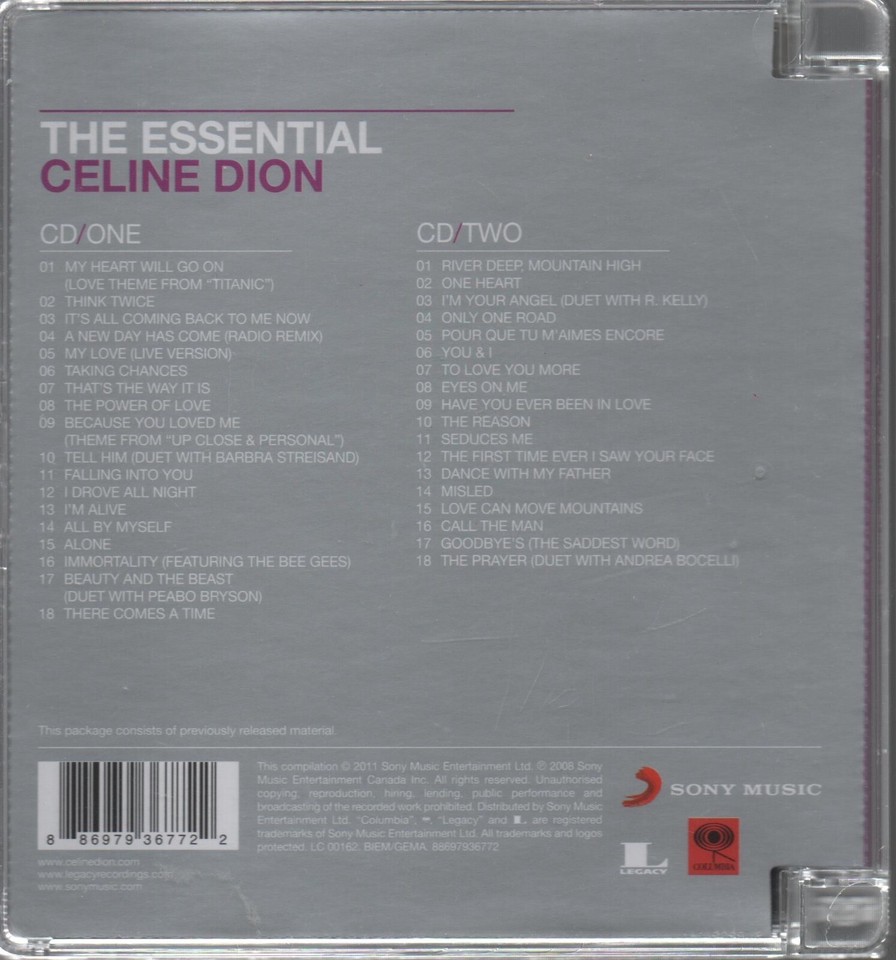 CD The Essential Celine Dion (2CD / Malaysia Edition) | eBay