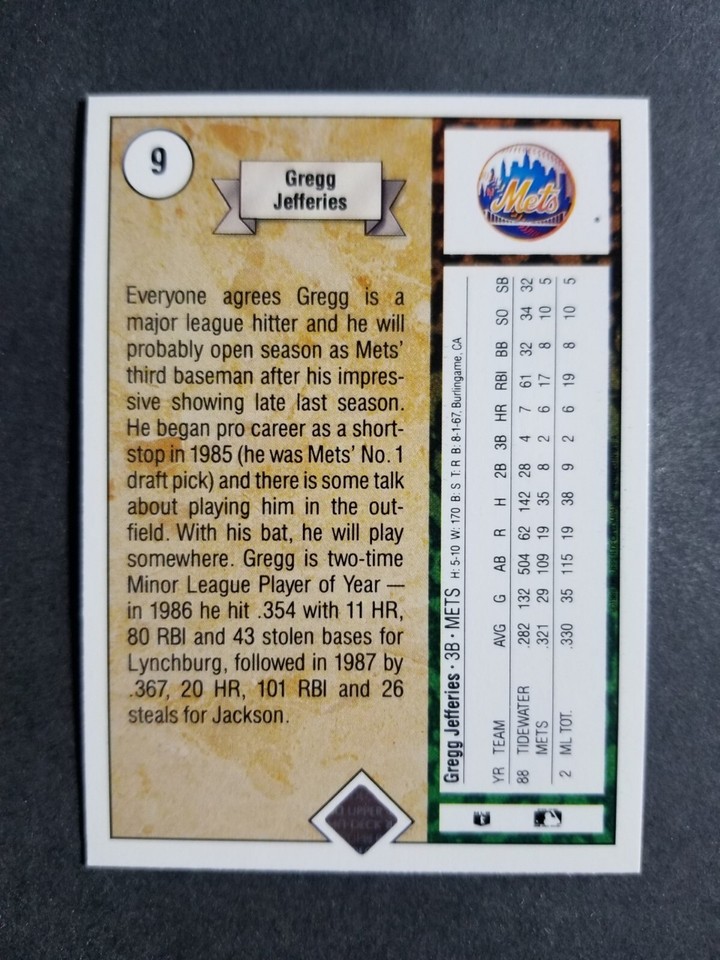 1989 Upper Deck rookie GREGG JEFFERIES card # 9 [C4] | eBay