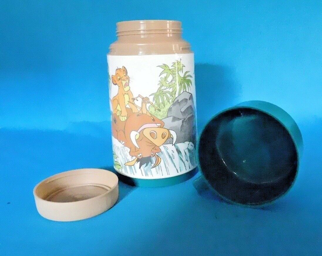 LION KING DISNEY Vintage Lunch box with Thermos Blue Simba Pumbaa Cub ...