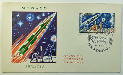 1964 FDC Monaco Paris Philatelic Exposition Rockets & Space First Day ...
