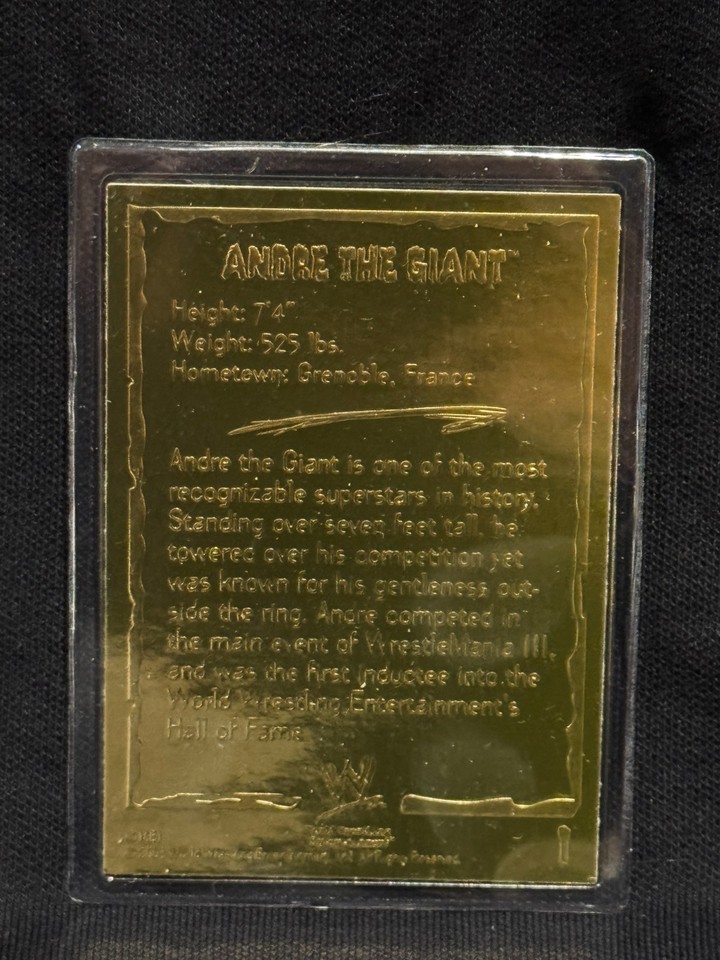 ANDRE THE GIANT WWE WWF DANBURY MINT 22K GOLD ENCASED WRESTLING CARD #1 ...