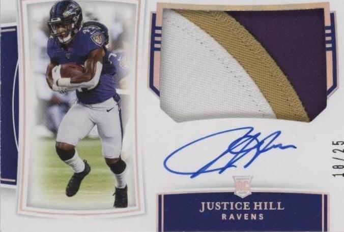 2019 Panini National Treasures - Rookie Patch Autographs Justice Hill ...