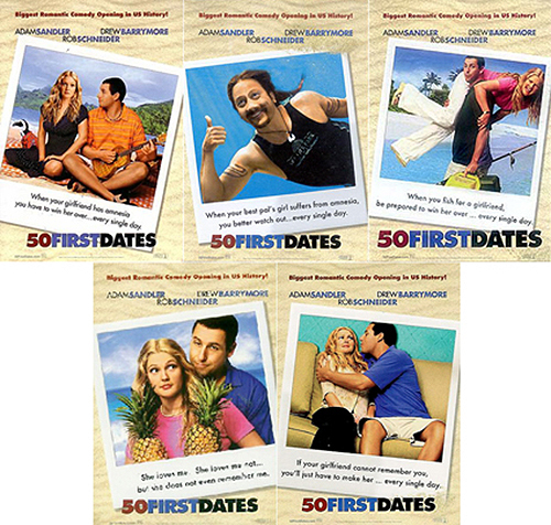 50 FIRST DATES Set-of-5 Postcards (Drew Barrymore/Adam Sandler/Rob ...