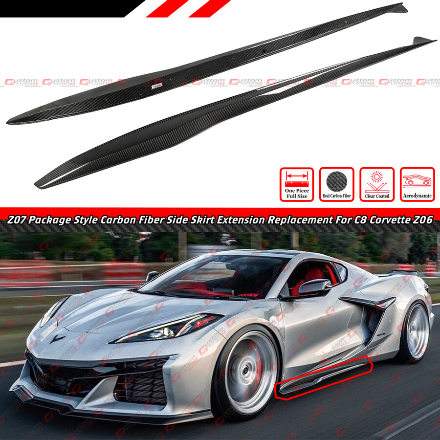 For 23-25 Corvette C8 Z06 Carbon Fiber Z07 Style Replacement Side Skirt ...