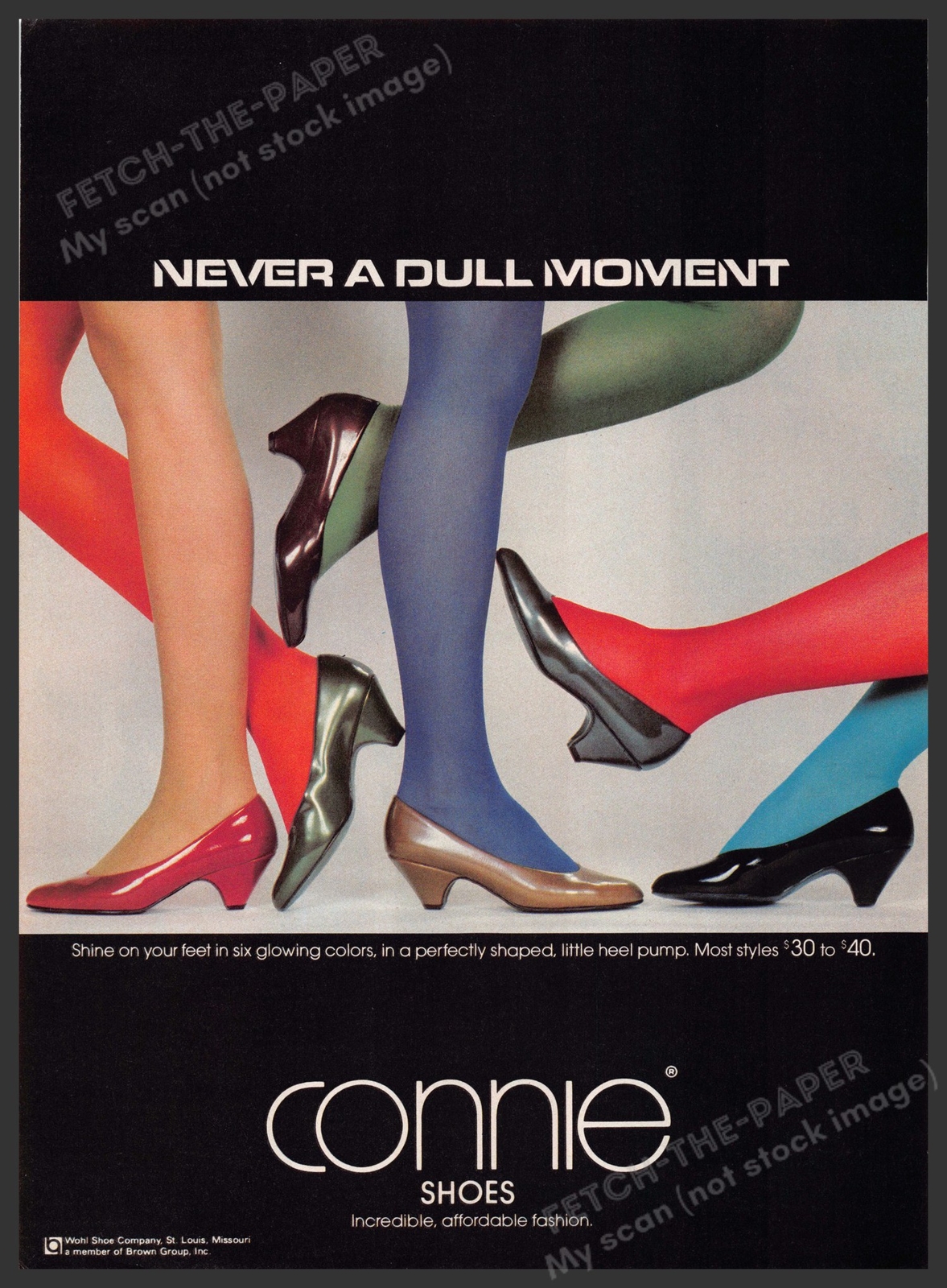 Connie Shoes 1980s Print Advertisement 1982 Legs Colorful Pantyhose ...