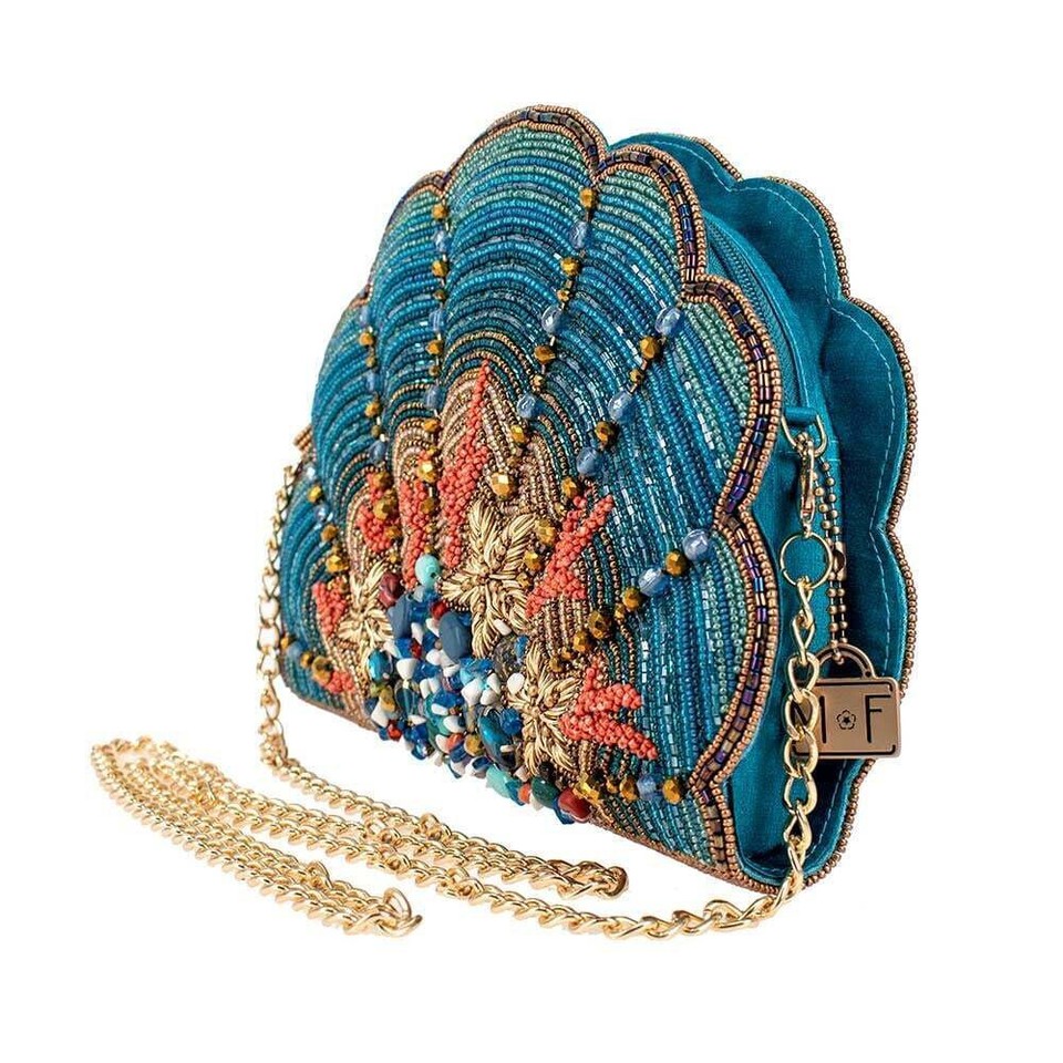 Mary Frances High Tide Hand Beaded Jeweled Coral Blue Ocean Shell ...